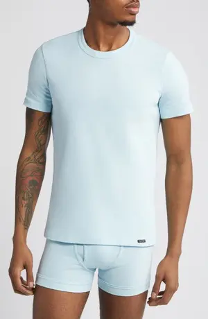 TOM FORD Cotton Jersey Crewneck T-shirt Artic Blue