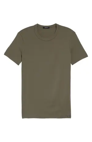 TOM FORD Cotton Jersey Crewneck T-shirt Brown Olive