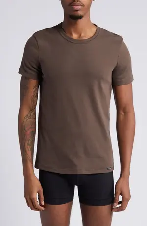 TOM FORD Cotton Jersey Crewneck T-shirt Brown