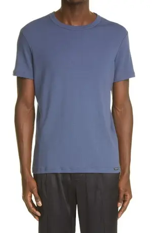 TOM FORD Cotton Jersey Crewneck T-shirt Dark Blue