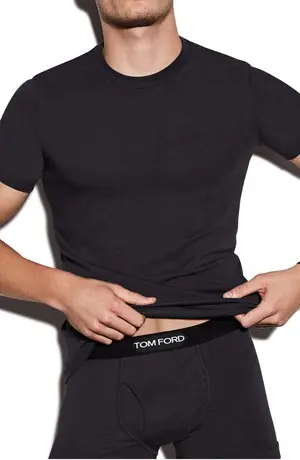 TOM FORD Cotton Jersey Crewneck T-shirt Ebony