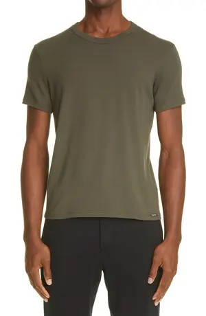 TOM FORD Cotton Jersey Crewneck T-shirt Military Green