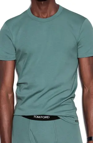 TOM FORD Cotton Jersey Crewneck T-shirt Teal