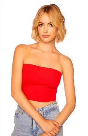 Susana Monaco Core Crop Tube Top - Perfect Red