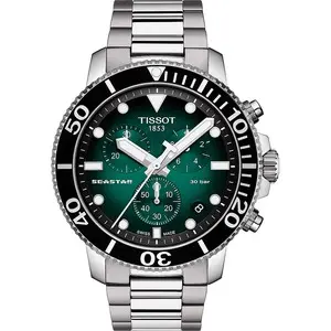 TISSOT Seastar Chronograph Stainless Steel Bracelet Watch - Green Gradient