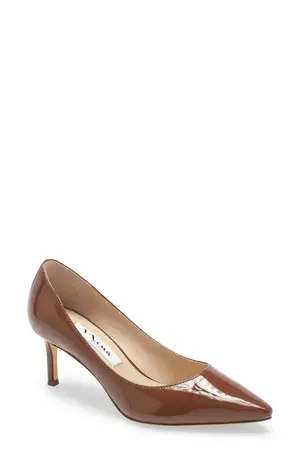 Nina Pointed Toe Pump Mocha Faux Leather