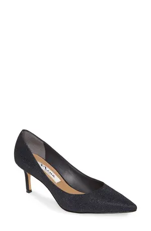 Nina Pointed Toe Pump Navy Glitter Fabric