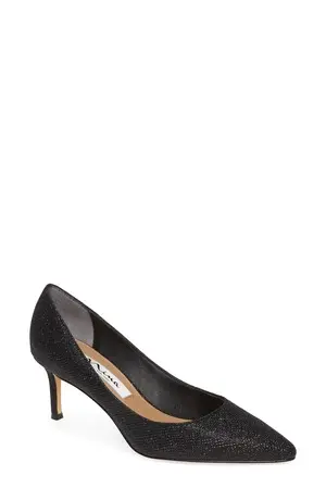 Nina Pointed Toe Pump Noir Glitter Fabric