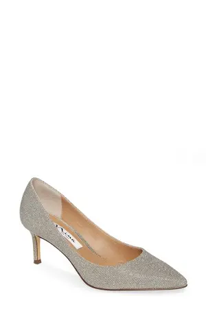 Nina Pointed Toe Pump Steel Grey Glitter Fabric