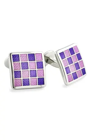 David Donahue Enamel Check Cuff Links - Purple
