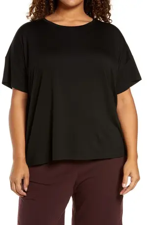 Eileen Fisher Crewneck Boxy Top Black