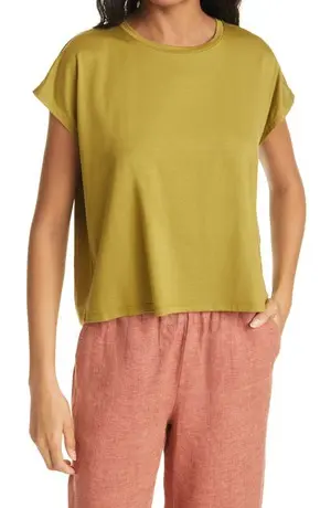 Eileen Fisher Crewneck Boxy Top Coriander
