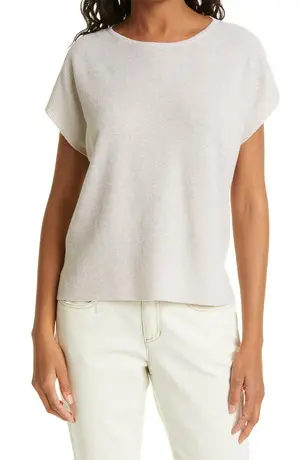 Eileen Fisher Crewneck Boxy Top Natural White