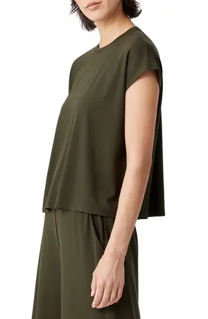 Eileen Fisher Crewneck Boxy Top Seaweed