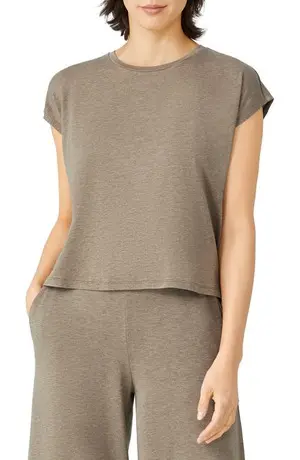 Eileen Fisher Crewneck Boxy Top Tarragon