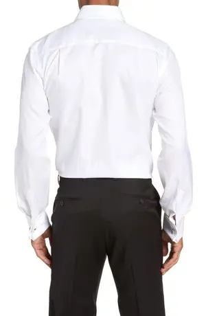 David Donahue Trim Fit Solid French Cuff Tuxedo Shirt