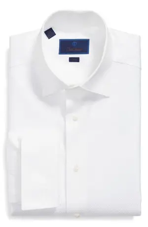 David Donahue Trim Fit Solid French Cuff Tuxedo Shirt