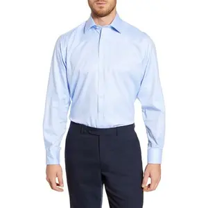 David Donahue Regular Fit Royal Oxford Dress Shirt - Sky