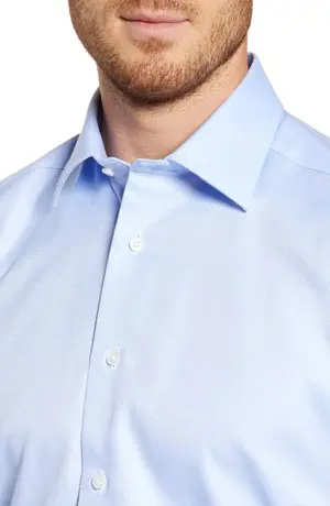 David Donahue Regular Fit Royal Oxford Dress Shirt - Sky