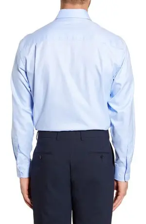 David Donahue Regular Fit Royal Oxford Dress Shirt - Sky