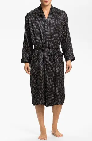 Majestic International Dot Silk Robe Black