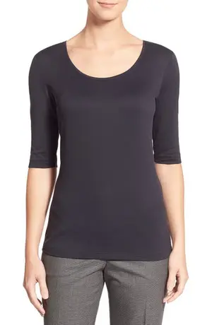 BOSS Scoop Neck Stretch Jersey Top - Blk