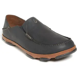 Olukai Moloa Leather Slip-on Loafer - Black/toffee Leather