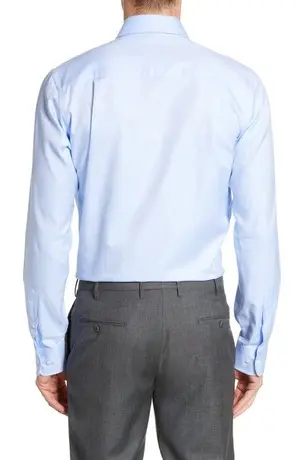 David Donahue Trim Fit Royal Oxford Dress Shirt - Sky