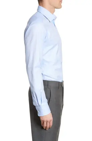David Donahue Trim Fit Royal Oxford Dress Shirt - Sky