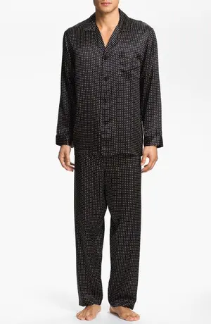 Majestic International Dot Silk Pajamas - Black