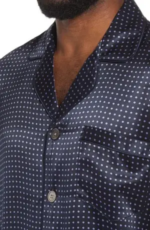 Majestic International Dot Silk Pajamas - Navy Dot