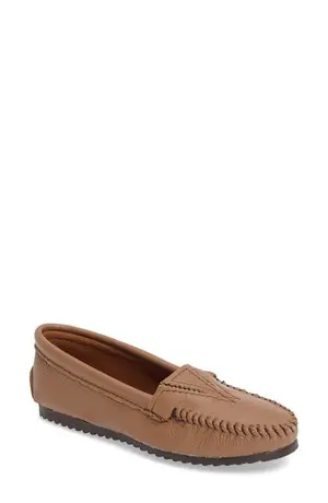 Minnetonka Deerskin Leather Loafer - Mocha