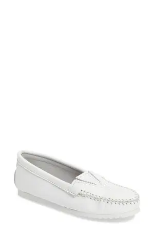 Minnetonka Deerskin Leather Loafer - White