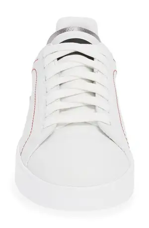 Dolce & Gabbana Portofino Leather Sneakers - White/silver