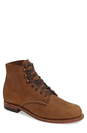 Wolverine 1000 Mile Plain Toe Boot Brown Waxy Suede