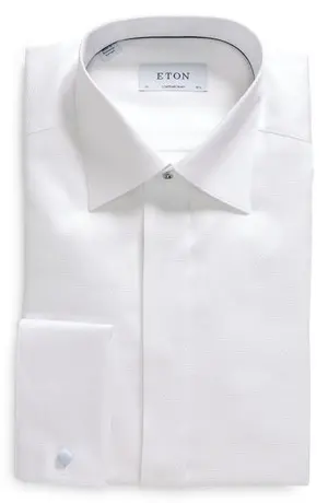 Eton Contemporary Fit Cotton Tuxedo Shirt White/white