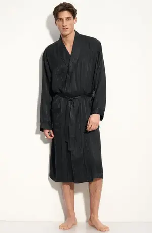 Majestic International Herringbone Stripe Silk Robe Night