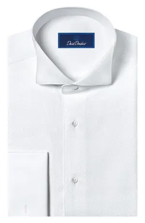 David Donahue French Cuff Tuxedo Shirt - White
