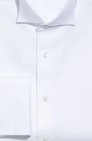 David Donahue French Cuff Tuxedo Shirt - White