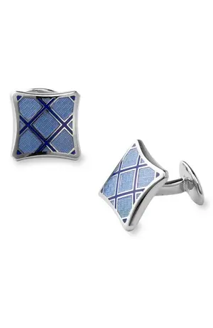 David Donahue DAVID DONAHUE Sterling Engraved Cufflinks Blue