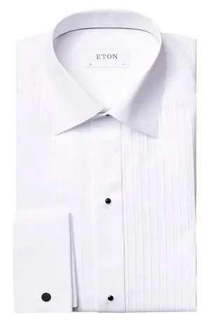 Eton Slim Fit Pleated Bib Tuxedo Shirt - White