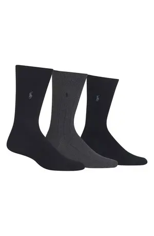 Polo Ralph Lauren Polo Ralph Lauren 3-Pack Crew Socks Black/ Charcoal/ Navy