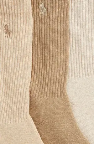 Polo Ralph Lauren 3-pack Crew Socks - Taupe/ Oyster/ Beige
