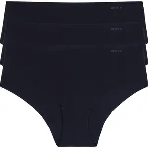 Dkny Litewear Cut Anywhere Assorted 3-pack Hipster Briefs - Dk Black