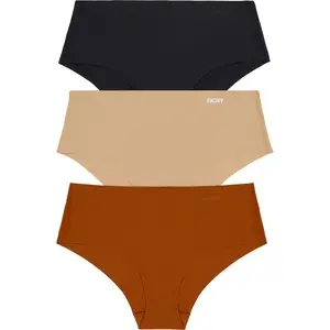 Dkny Litewear Cut Anywhere Assorted 3-pack Hipster Briefs Black/glow/copper