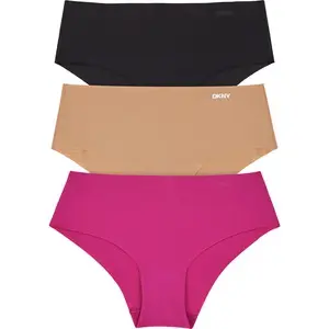 Dkny Litewear Cut Anywhere Assorted 3-pack Hipster Briefs - Black/glow/fuchsia