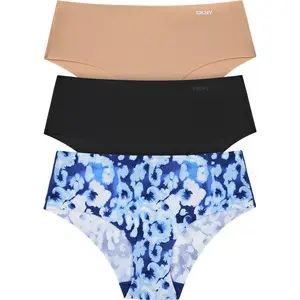 Dkny Litewear Cut Anywhere Assorted 3-pack Hipster Briefs - Black/glow/ink Bloom