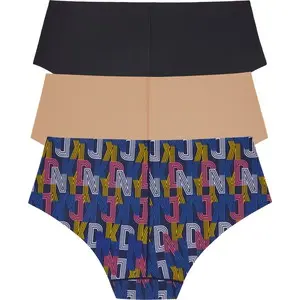 Dkny Litewear Cut Anywhere Assorted 3-pack Hipster Briefs Black/glow/striped Logo