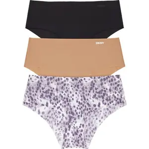 Dkny Litewear Cut Anywhere Assorted 3-pack Hipster Briefs - Black/glow/thistle