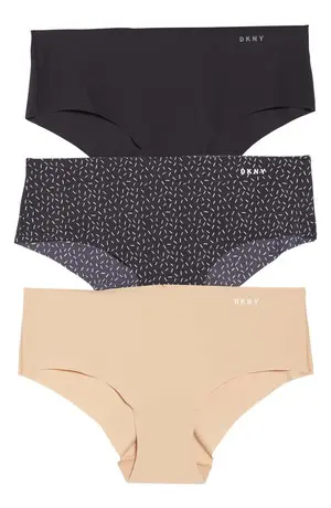 Dkny Litewear Cut Anywhere Assorted 3-pack Hipster Briefs Blck/glow/rosewtr Tic Toss